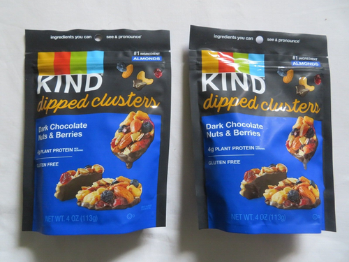 (2) Bag Lot Of Kind Dipped Clusters Dark Chocolate Nuts & Berries 4 Oz ...