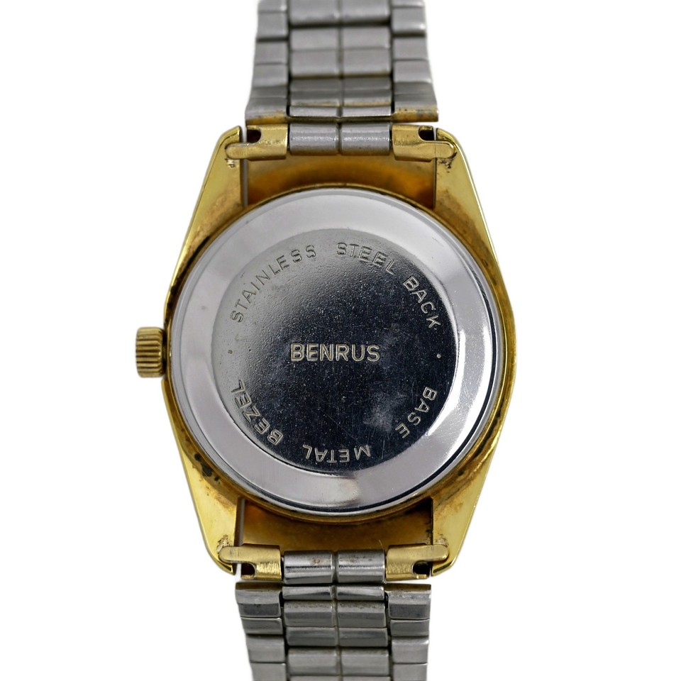 Benrus Vintage Automatic Day Date Watch Gold Tone 17 Jewels Men's Dress ...