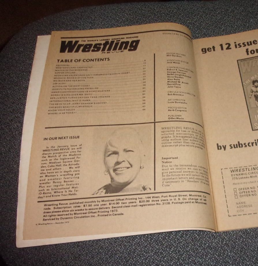 Wrestling Revue December 1973 Andre the Giant Edouard Carpentier Dusty ...