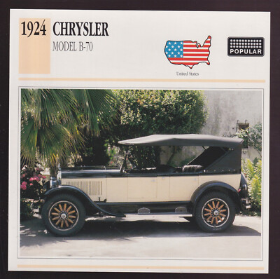 1924 Chrysler Model B-70 First Auto Car Photo Spec Sheet Info Stat ...