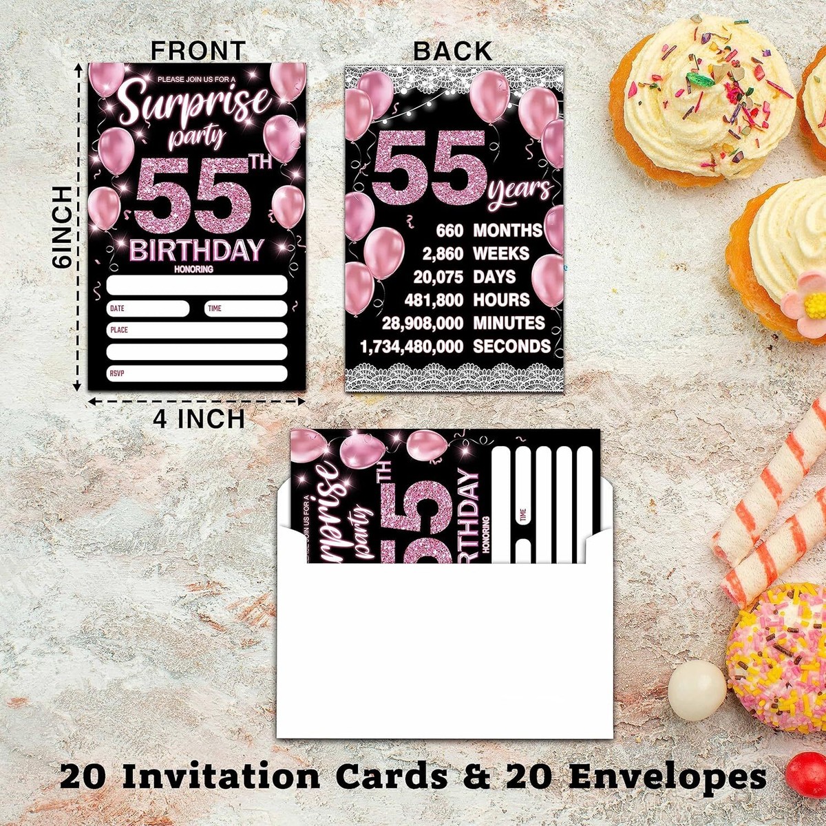 Happy Birthday Invitations For 55 Years