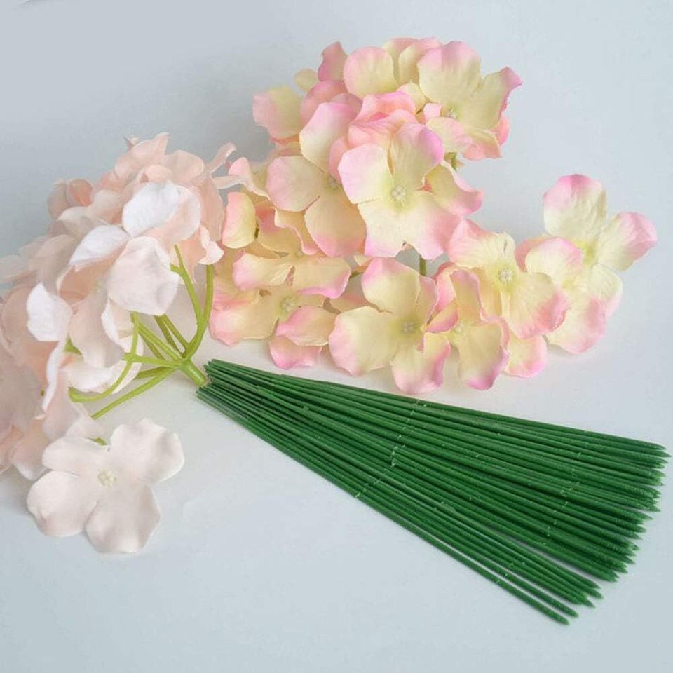 100pcs Plastic Floral Stem Artificial Flower Rod Plant Wire Green ...