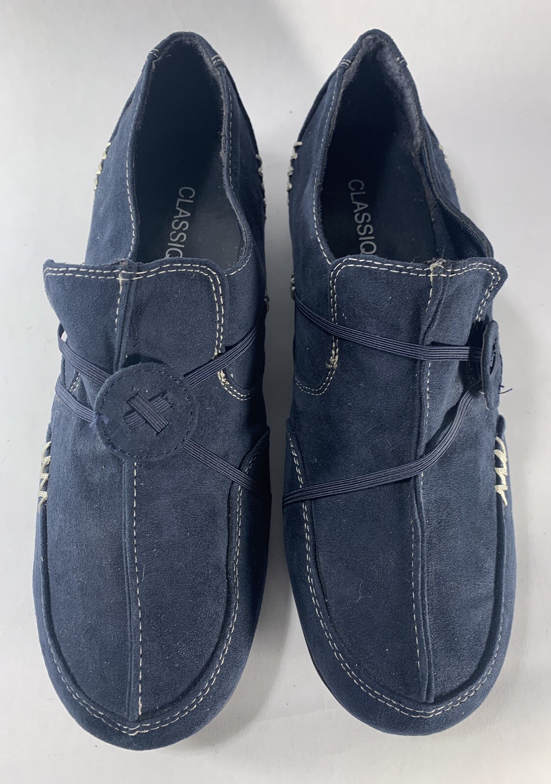 Classique Shoes Womens 9W Slip On Loafers Comfort Blue Fabric Closed ...