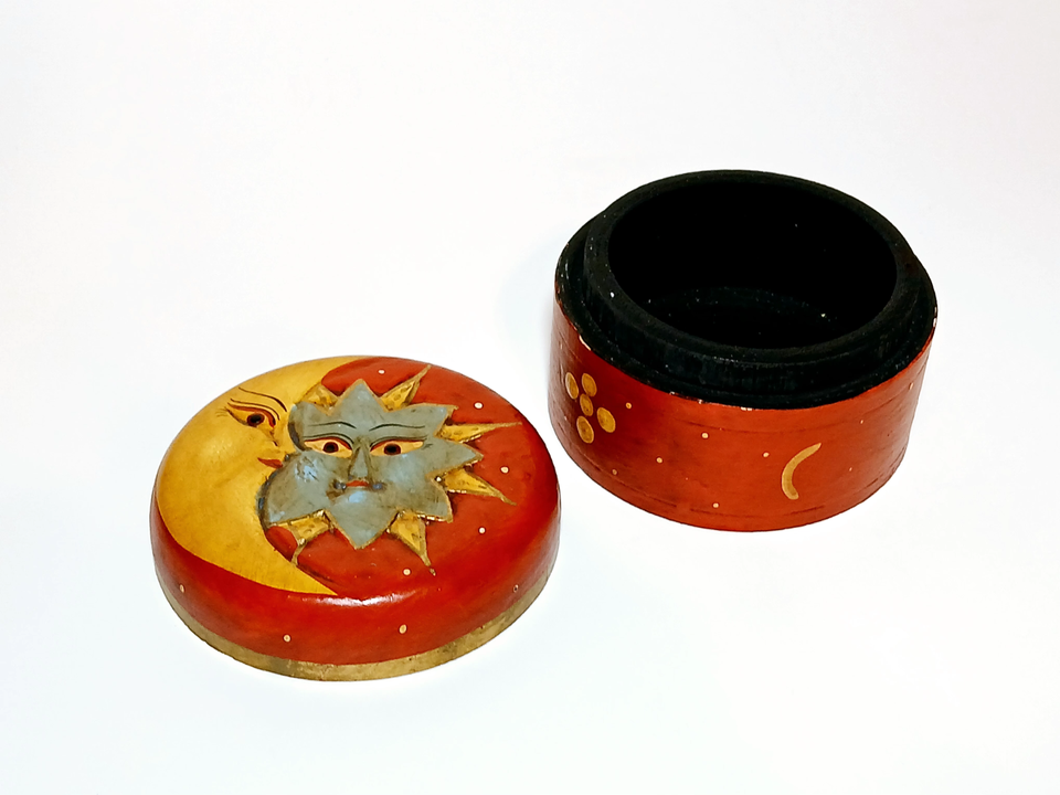 Sun and Moon Astronomy Wood Trinket Box Celestial Folk Art Painted ...