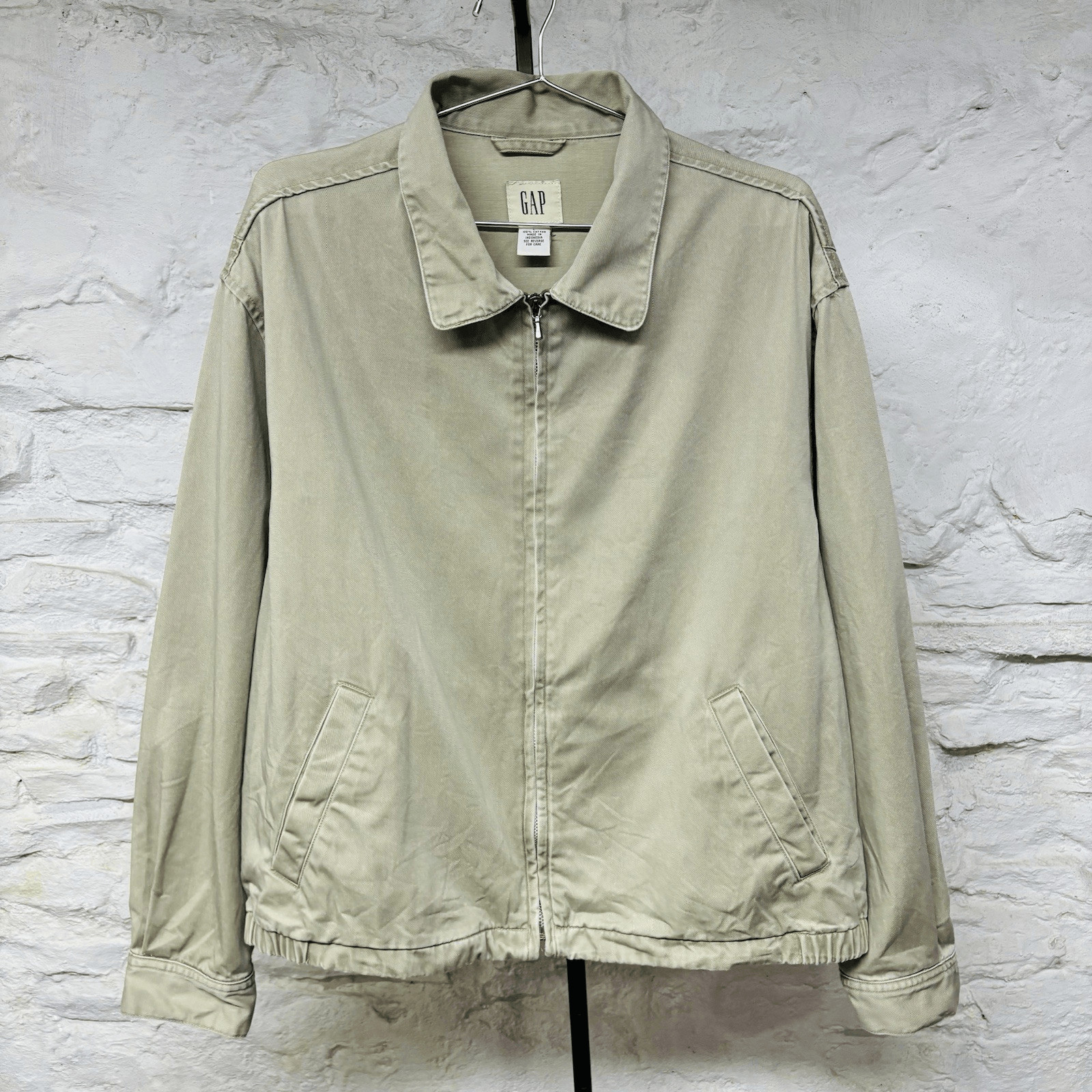 Vintage Gap Beige Harrington Jacket Mens Large Full Z… - Gem