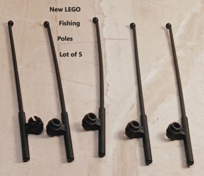 New LEGO Fishing Pole Reel Lot of 5 Black Handle Salmon Trout Ocean ...