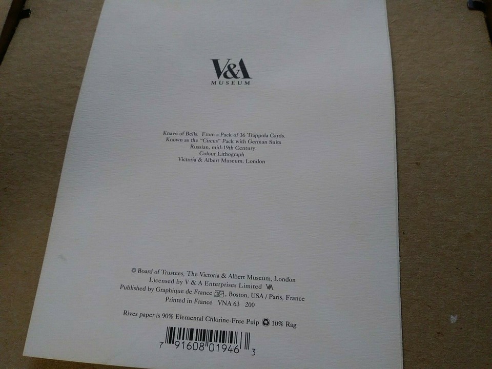 ART "KNAVE OF BELLS" Trappola Card (Russian) V&A Museum UK(France ...