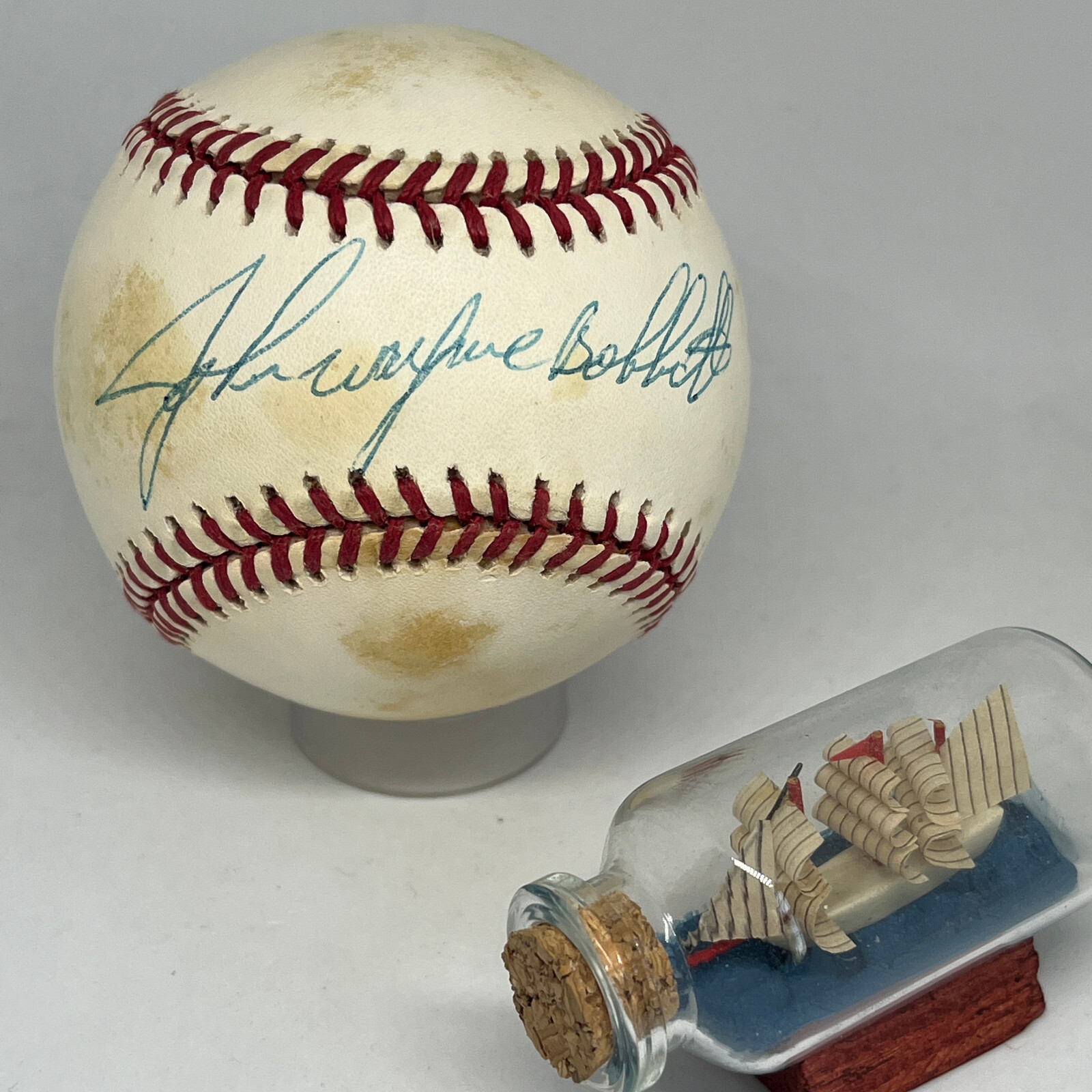 John Wayne Bobbitt signed Rawlings OAL Baseball JSA COA Famous Auto ...