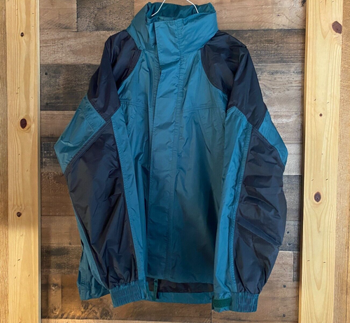 Bass Pro Shops Rain Jacket Mens Large VTG Green Black Hood Zip Pockets ...
