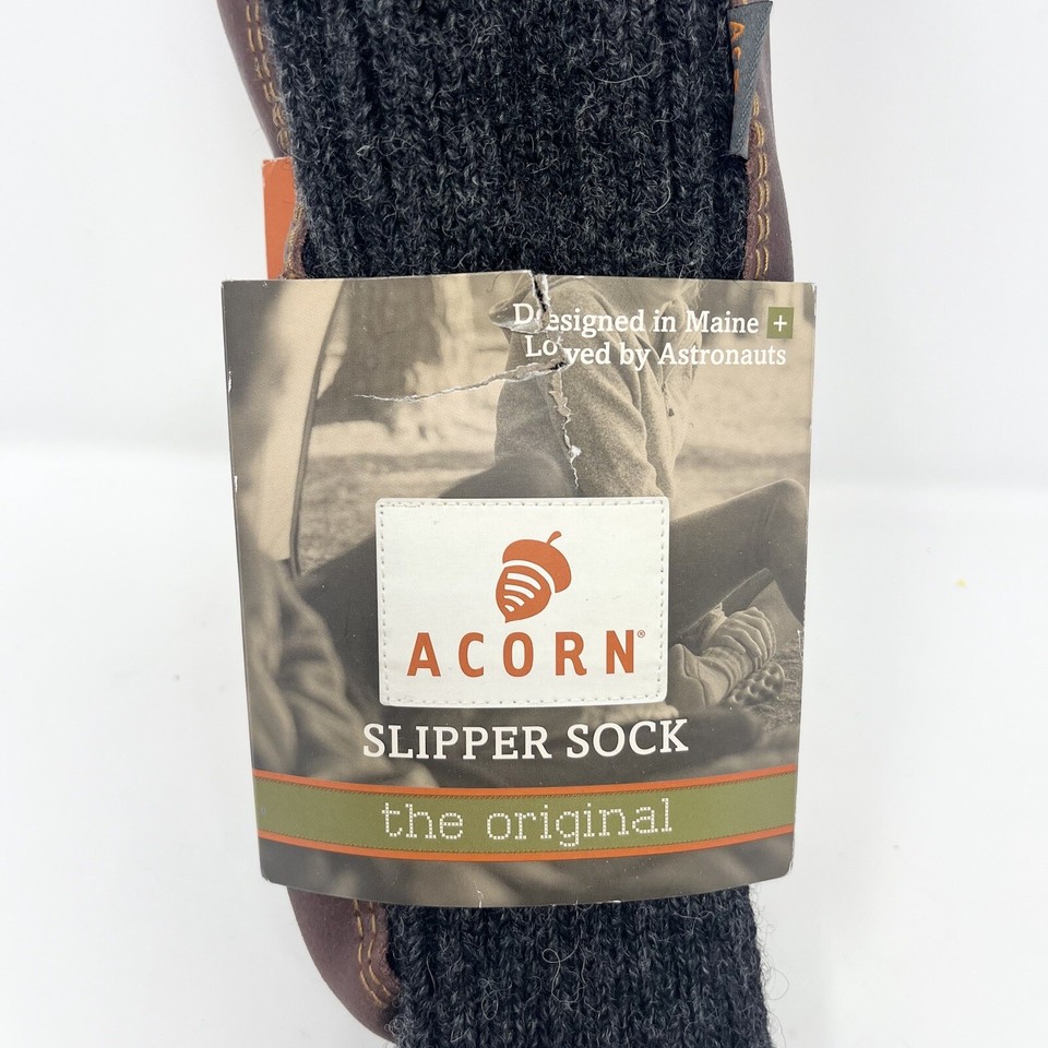 New Acorn Original Slipper Socks Mens 9-10 Womens 11-12 Gray Charcoal ...