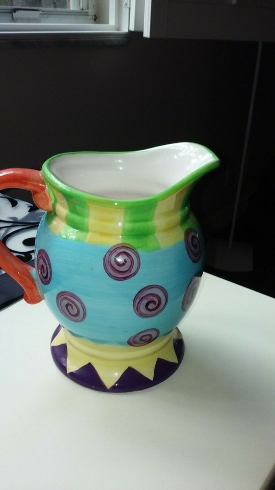 Beverage Pitcher Colorful Fun Design & Pattern Unique Ceramic Home ...
