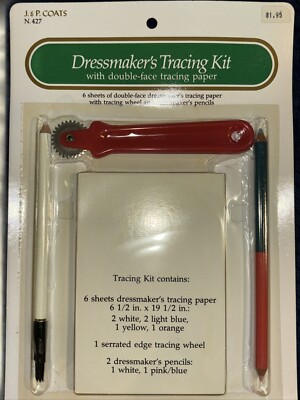 Vintage J&P Coats Dressmaker Tracing Kit Tracing Wheel, Paper, Pencils ...