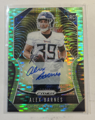 2019 Panini Prizm Alex Barnes GREEN PULSOR ROOKIE AUTOGRAPH #377 MINT ...
