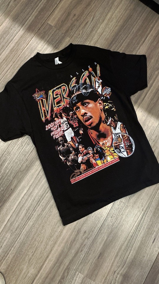 Allen Iverson Vintage Bootleg T Shirt 2001 MVP Sixers Retro Graphic Tee ...
