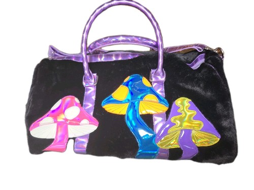 Dolls Kill Holographic Mushroom Faux Fur Weekender Bag Trippy Rave ...