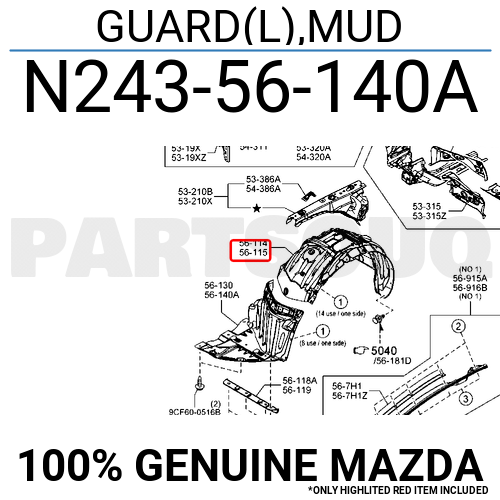 N24356140A Genuine Mazda GUARD(L),MUD N243-56-140A | eBay