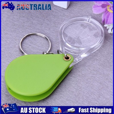 AU 10X Plastic Portable Folding Magnifier Handheld Glass Lens Keychain ...