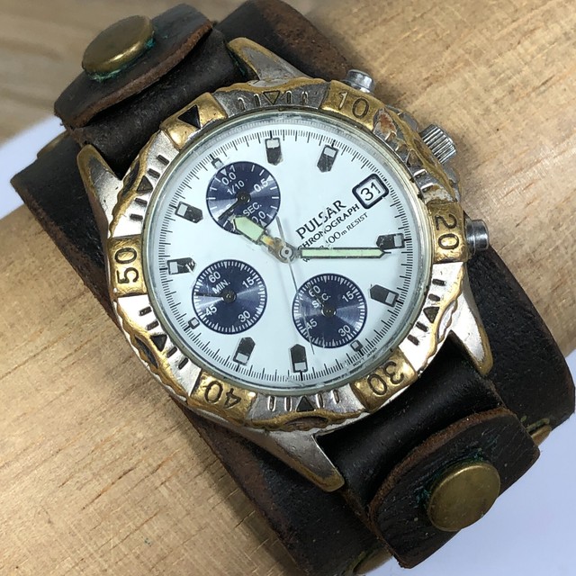 Pulsar - V657-x010 Chronograph Date 100m WR All Stainless Steel Watch ...