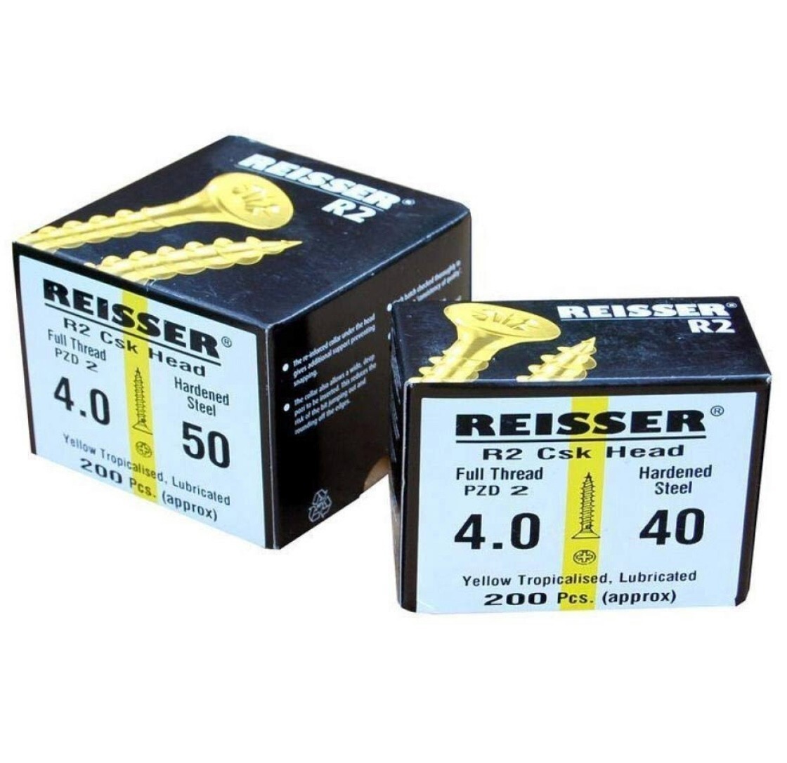 Woodscrews Reisser R2 Wood Screws Pozi Yellow Box of 200. | eBay