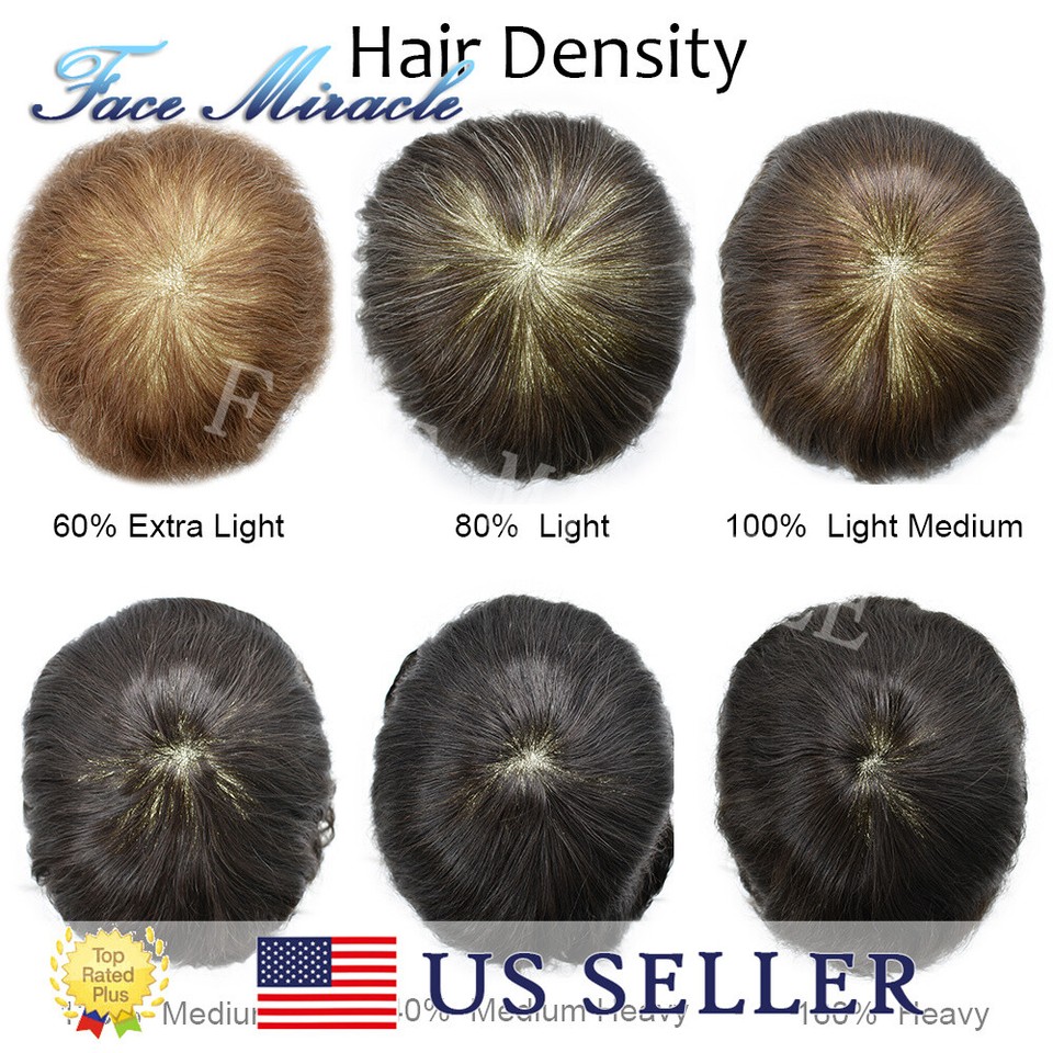 Full Poly Toupee for Men Human Hair System 0.1MM Skin PU Toupee Hair ...