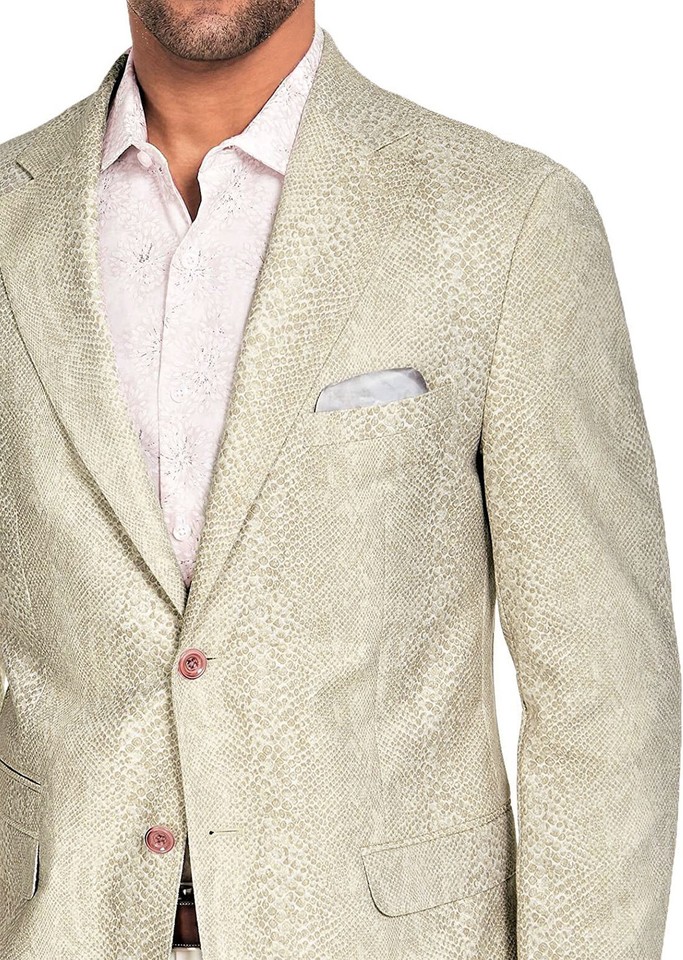 Tallia Mens Slim-Fit Cotton Blend Snakeskin Blazer Medium Cream Sport ...