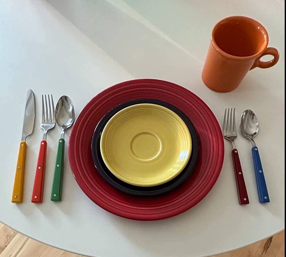 Fiesta Multicolor Rivet Handle Stainless Flatware 20 Piece Set Rhumba