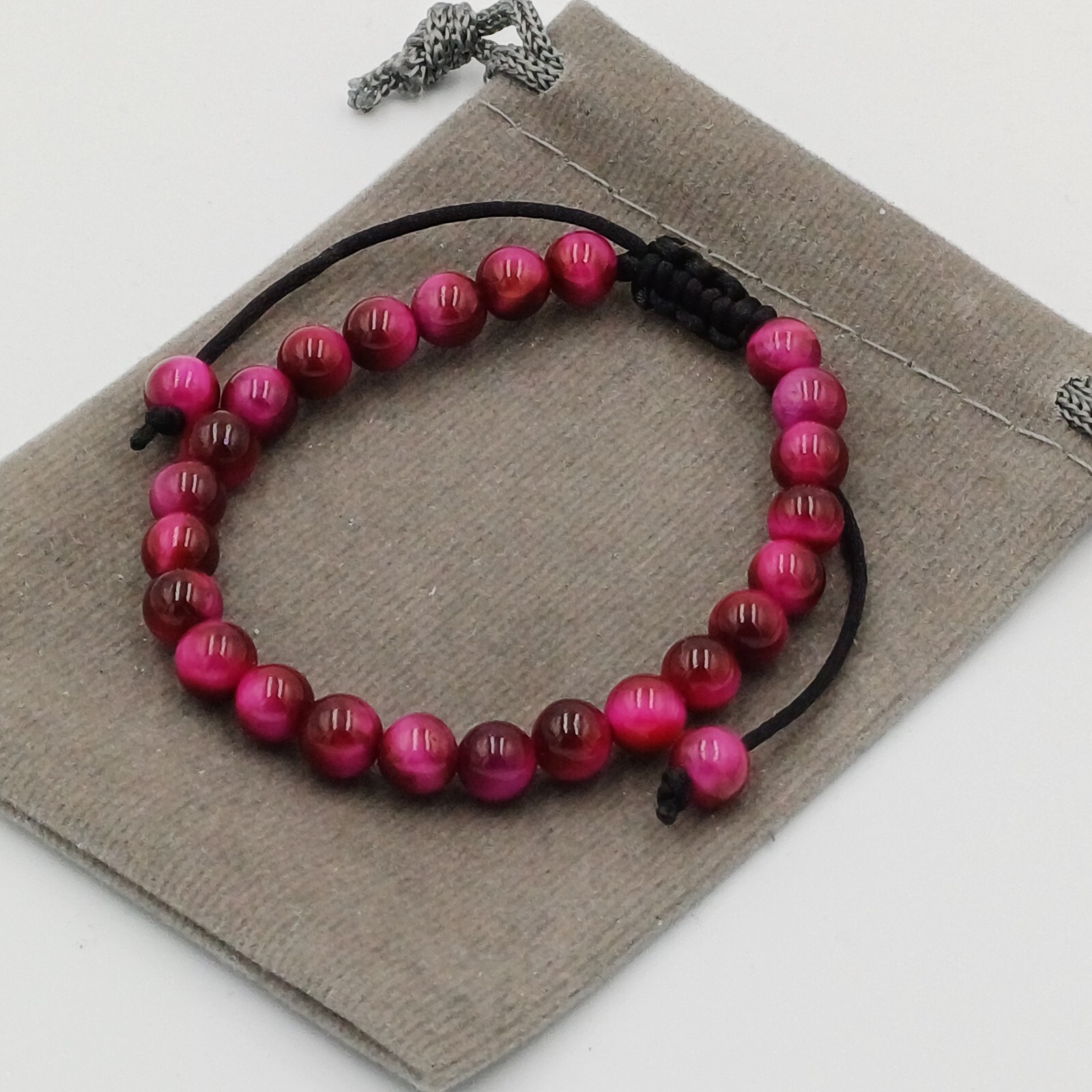 Handmade Natural Magenta Tigers Eye Crystal Healing Gemstone Cord ...