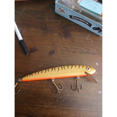 Vintage Grandma Fishing Lure Jerkbait Tiger Stripe Orange Topwater | eBay