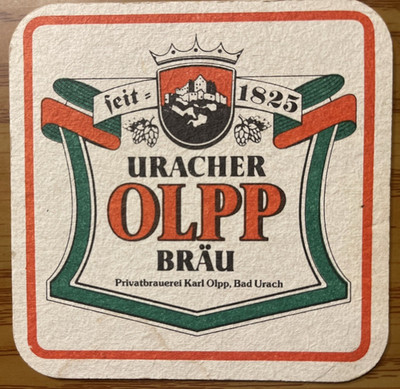 Older German Beer Coaster 3.5 INCH URACHER OLPP BRAU | eBay