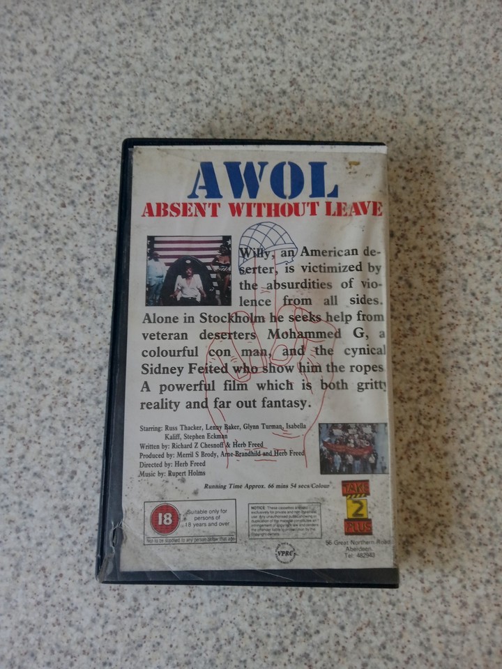 AWOL ABSENT WITHOUT LEAVE BIG BOX EX RENTAL UK PAL VHS EARLY ACTION WAR ...