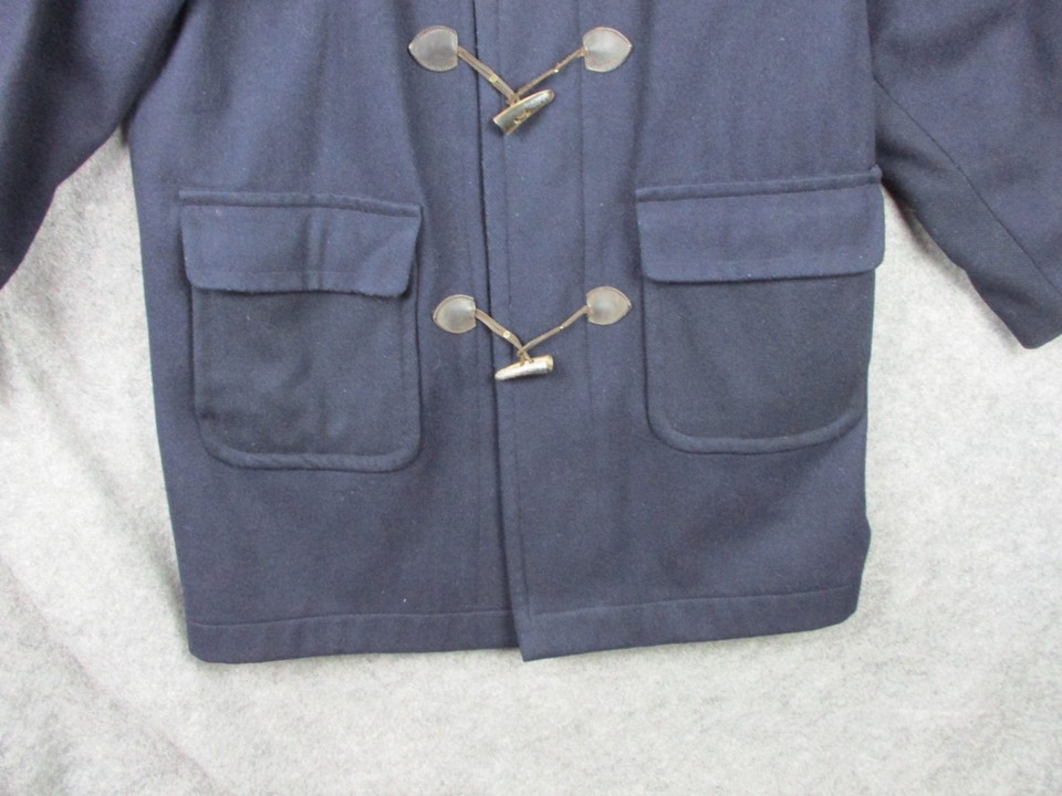 Vintage Fidelity Duffle Coat Mens Large Navy Toggle Front Zip Jacket ...
