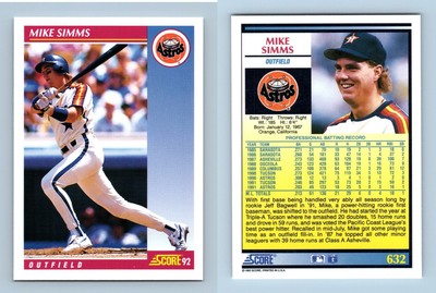 Mike Simms - Astros - #632 Score 1992 Baseball Trading Card | eBay