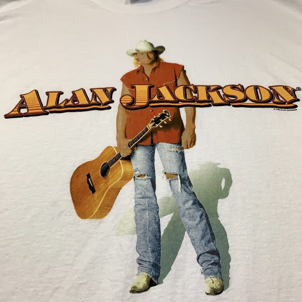 Vintage Alan Jackson Shirt Adult XL White 1999 Full Body Country Music ...
