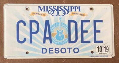 Mississippi VANITY License Plate CPA DEE | eBay