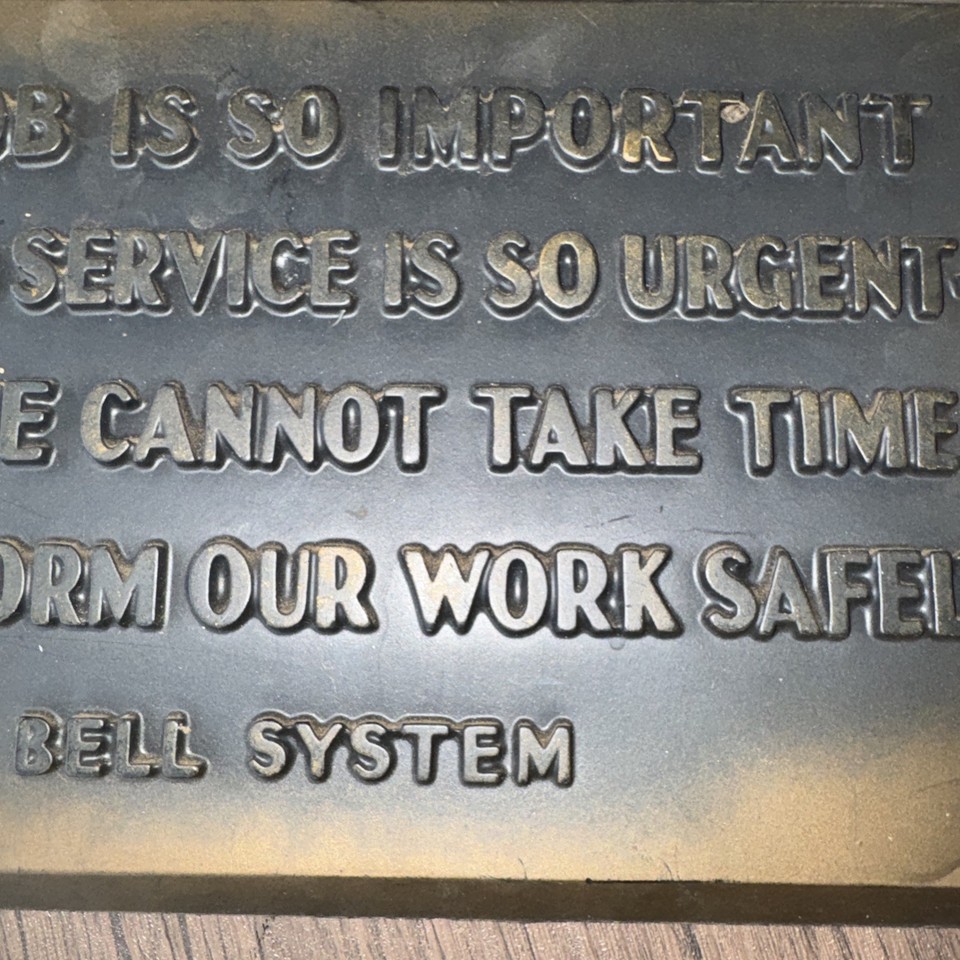Vintage Bell Telephone Systems Bell System Safety Plaque | eBay