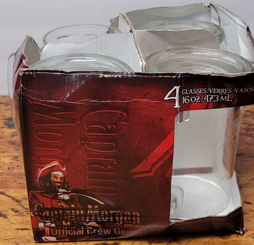 Captain Morgan Official Crew Gear Set Of 4 Glasses 15 Ounce Shipped ...
