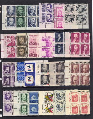 US Collection of 44 Different MINT/NH Zip Code Inscription Blocks on ...