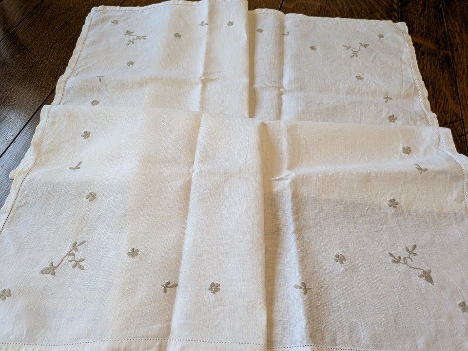 Vintage Cream Linen Tablecloth With Small Beige Flowers | eBay UK