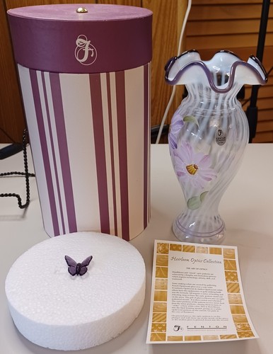 George Fenton 2003 Heirloom Optics Vase Opalescent Swirl Purple Violet ...