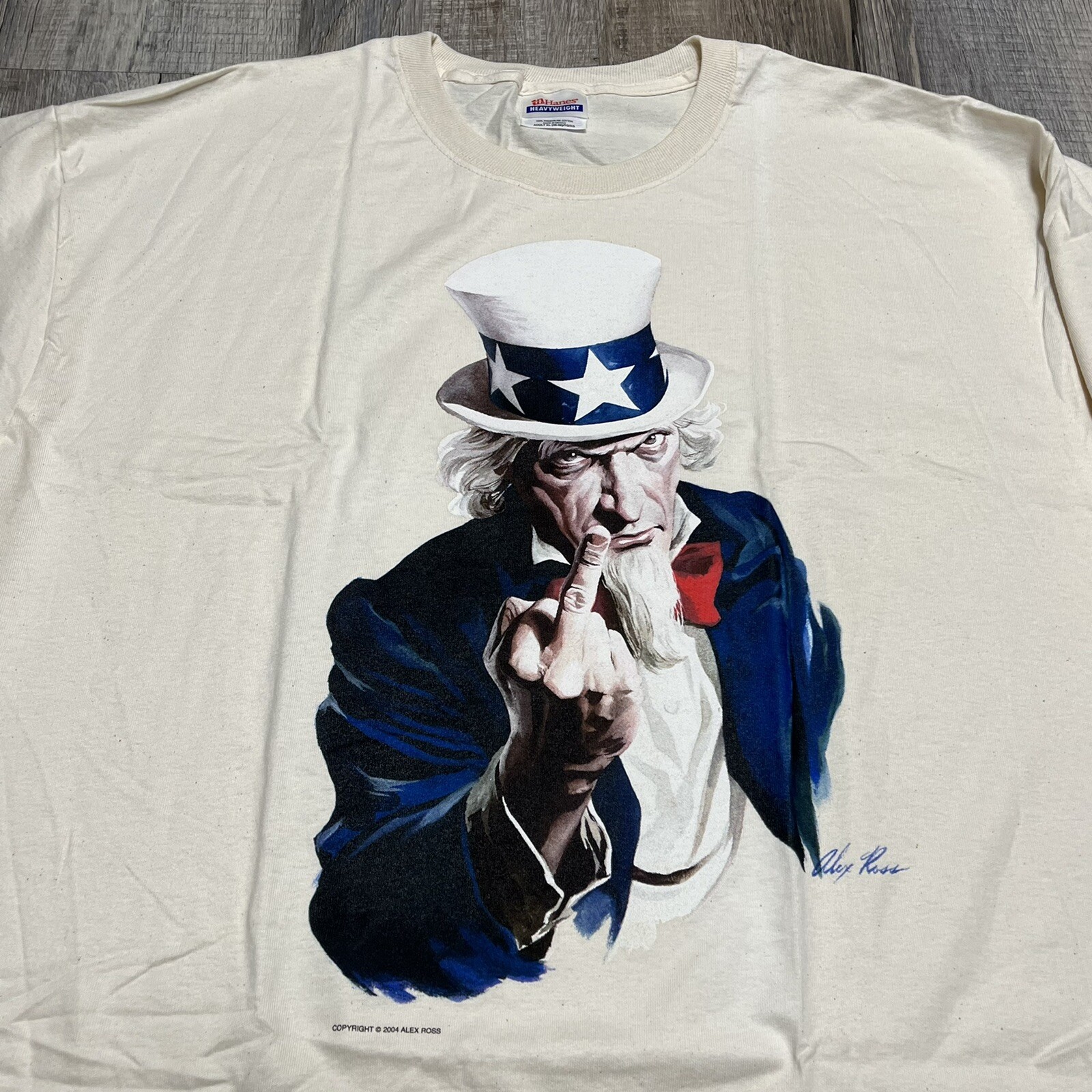 Vintage 2004 Alex Ross Uncle Sam Middle Finger Graphitti Tee - Size XL ...