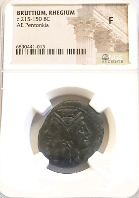Bruttium Rhegium AE Pentonkia NGC Fine Janiforn Head Ancient Coin | eBay