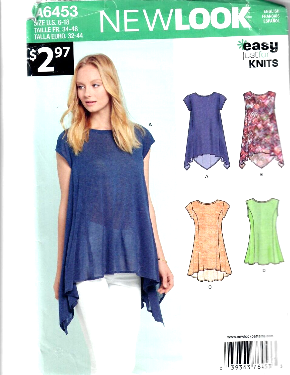 New Look A6453 Misses Easy Cute Knit Tops Size 6-8-10-12-14-16-18 ...