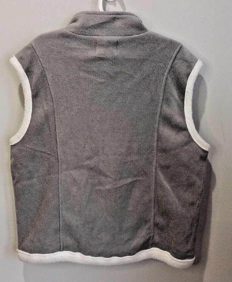 Bizzit Collection Gray Fleece Vest White Trim Women's Size XL New With ...