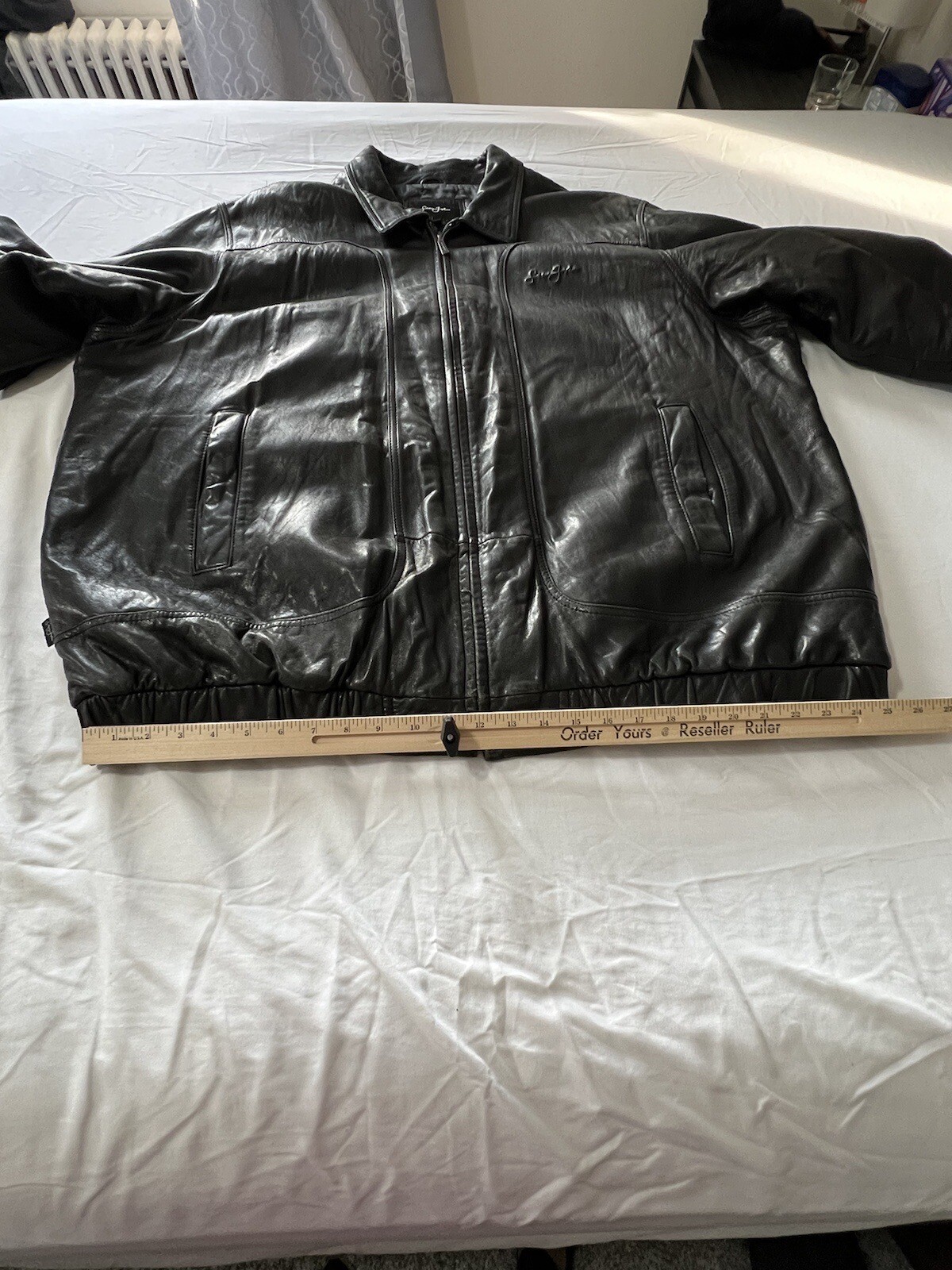 Sean John MEN's Signature Logo Genuine Leather Jacket… - Gem