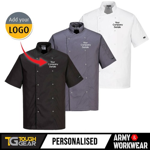 Personalised Embroidered Chefs Jacket Short Sleeve Food Kitchen ...