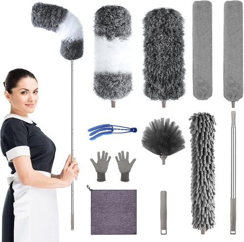 Microfiber Feather Duster with Extension Pole 30 to 100 inches, Gray | eBay