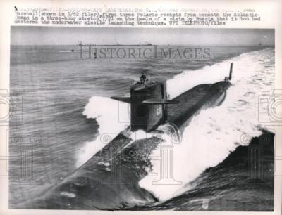 1962 Press Photo U.S. Nuclear Sub. USS John Marshall at Atlantic Ocean ...