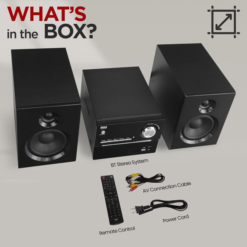 Pyle CD/DVD P.M.P.O Stereo System, 3pc Wireless BT Streaming 6 Ohm ...