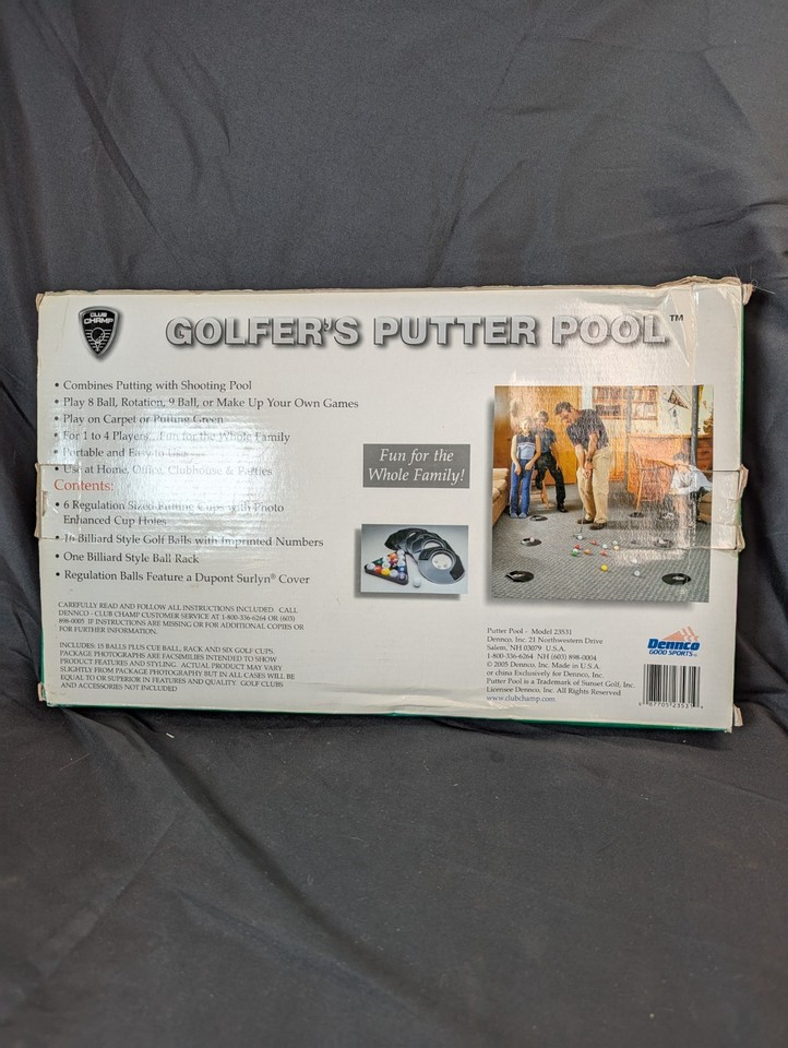 Golfers Putter Pool Game, Club Champ 16 Golf Balls Shooting Billiards ...