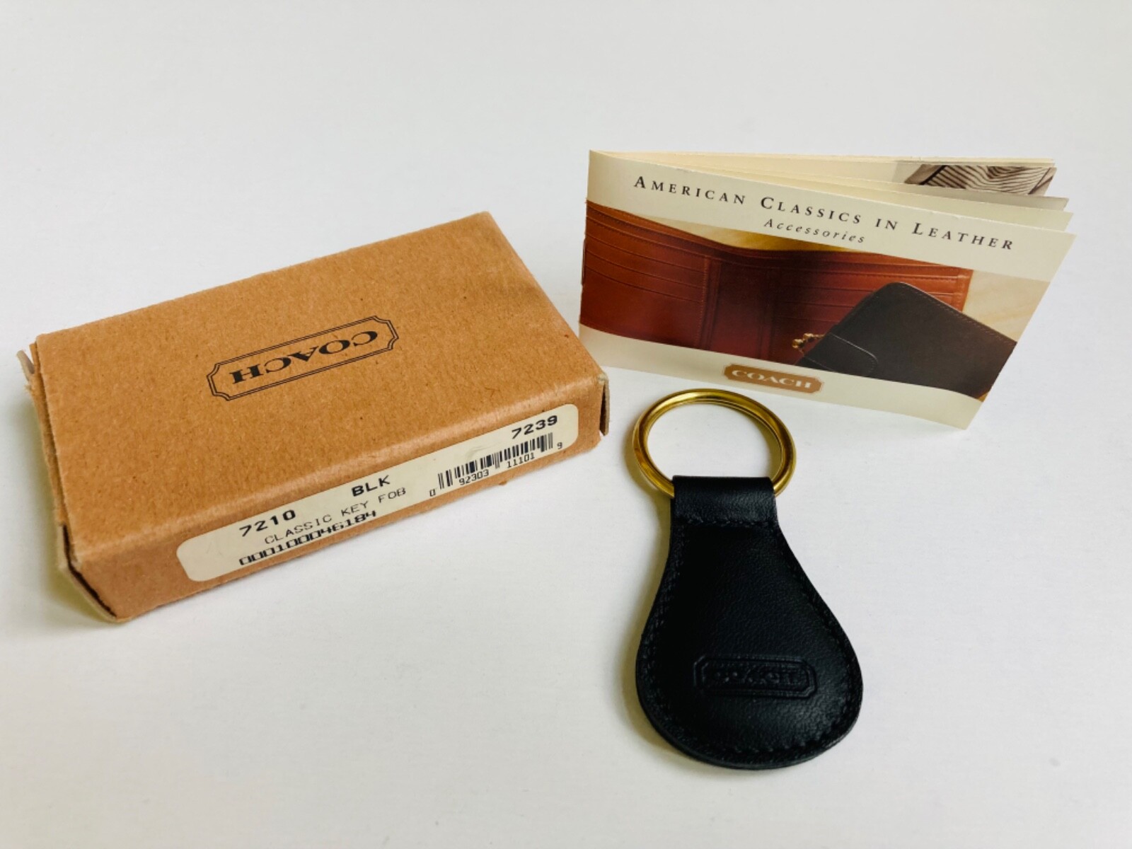 Coach Vintage 1990s Black Leather Classic Key Fob Style 7210 New in Box ...